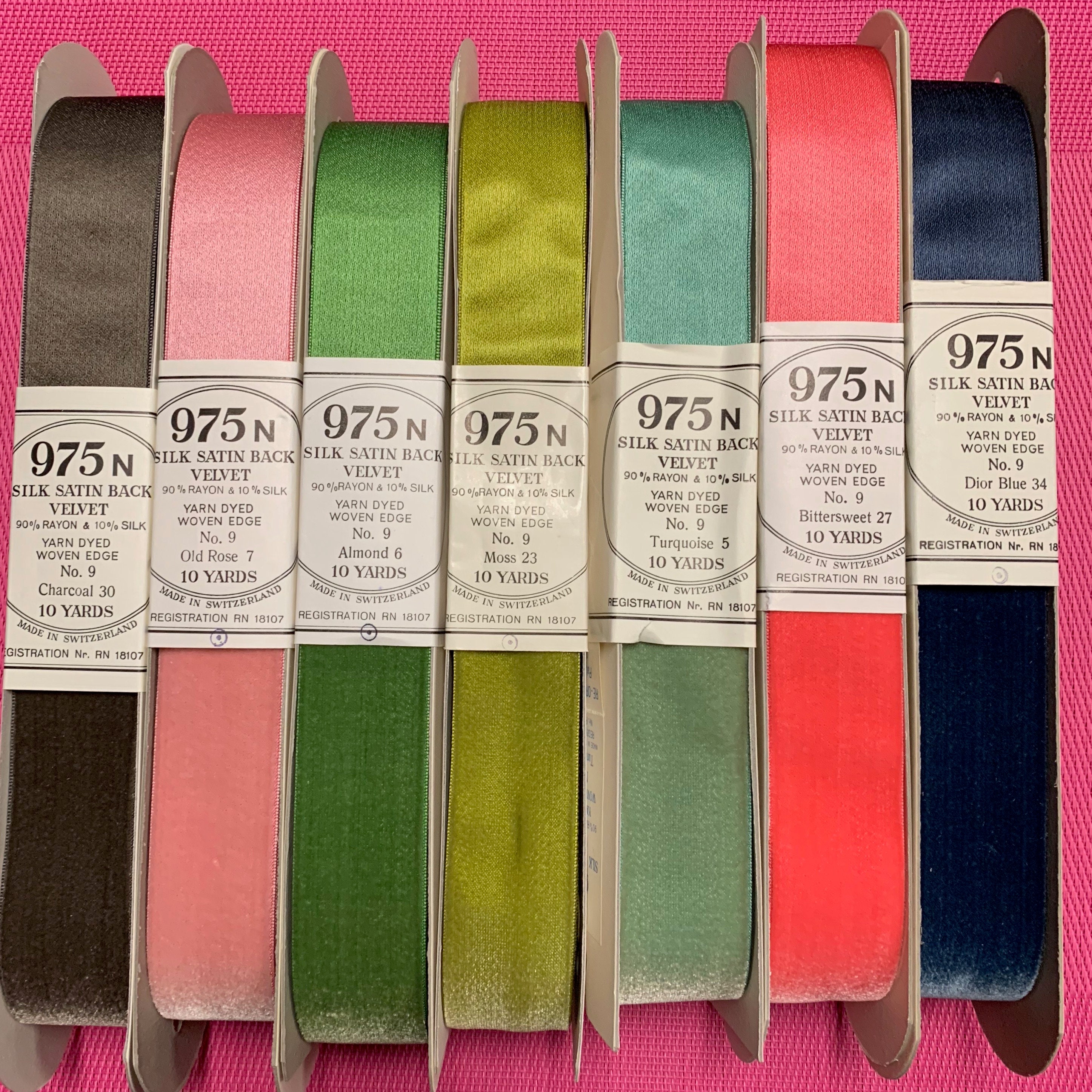975.no.9 Ribbons, Swiss Ribbon,velvet Ribbon.made in Switzerland.silk ...