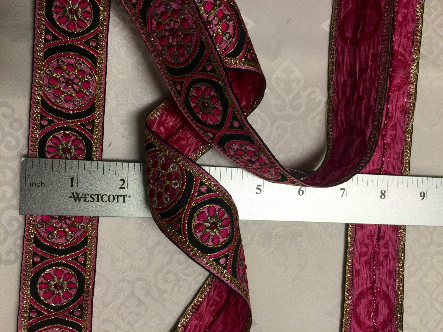 Vintage Pink and Black With Gold Brocade Ribbon. Vintage - Etsy