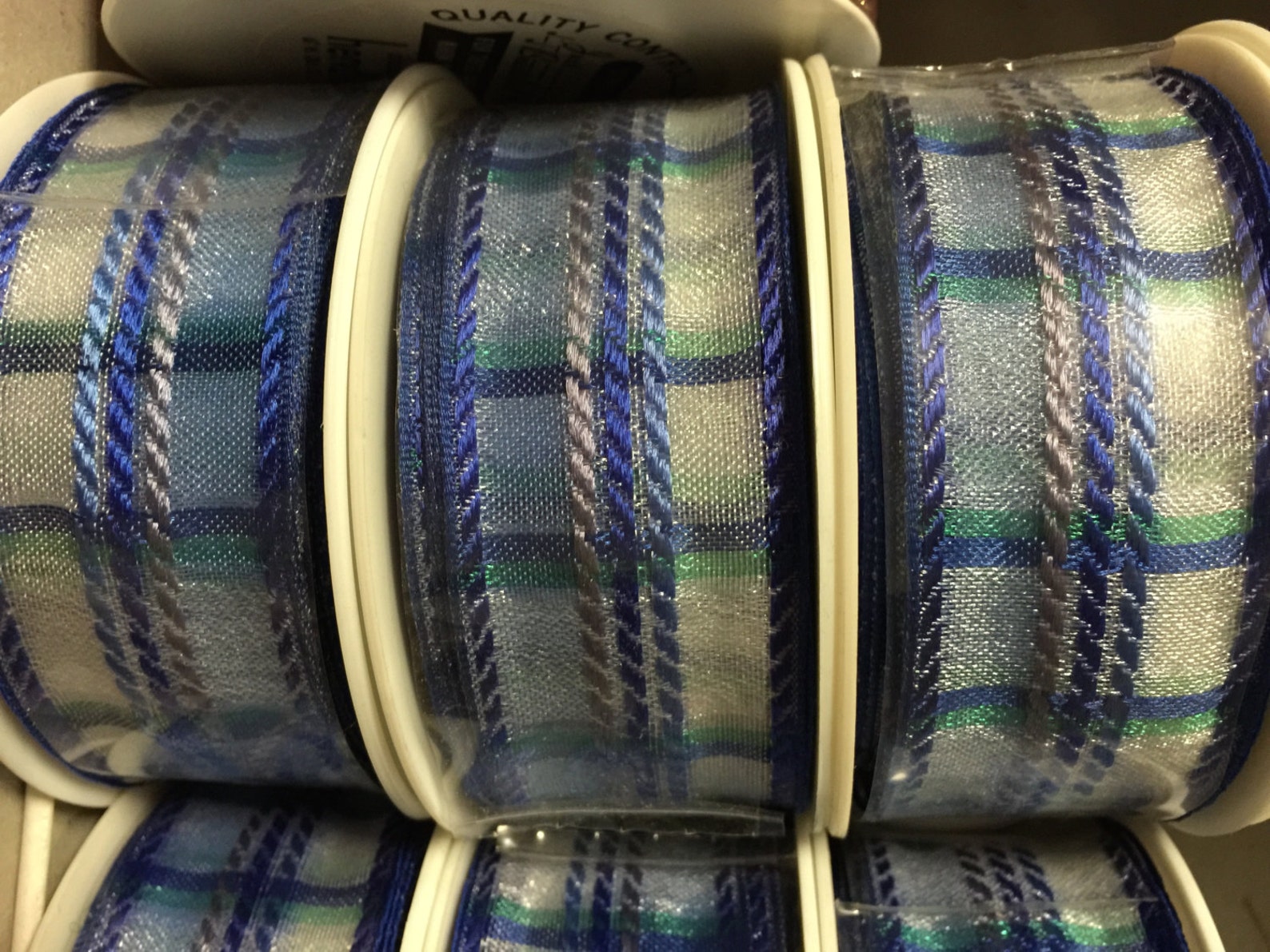 Blue Plaid Wire Edged Ribbon 27 1/2 Yards. Wire Edged Ribbon - Etsy