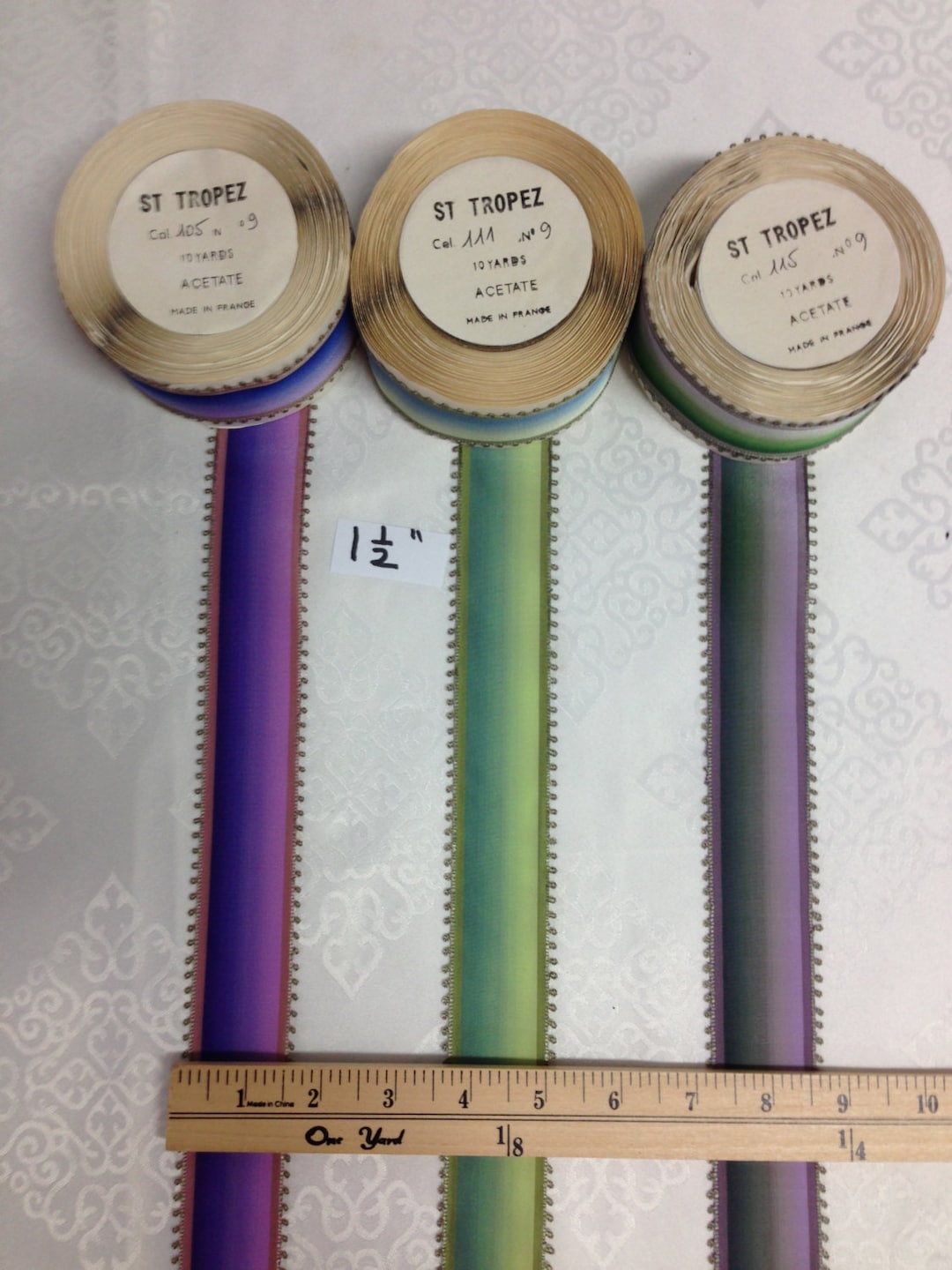 French Vintage Ribbon Collection. Ombre Picot Edge Ribbon 1 1/2" Wide ...