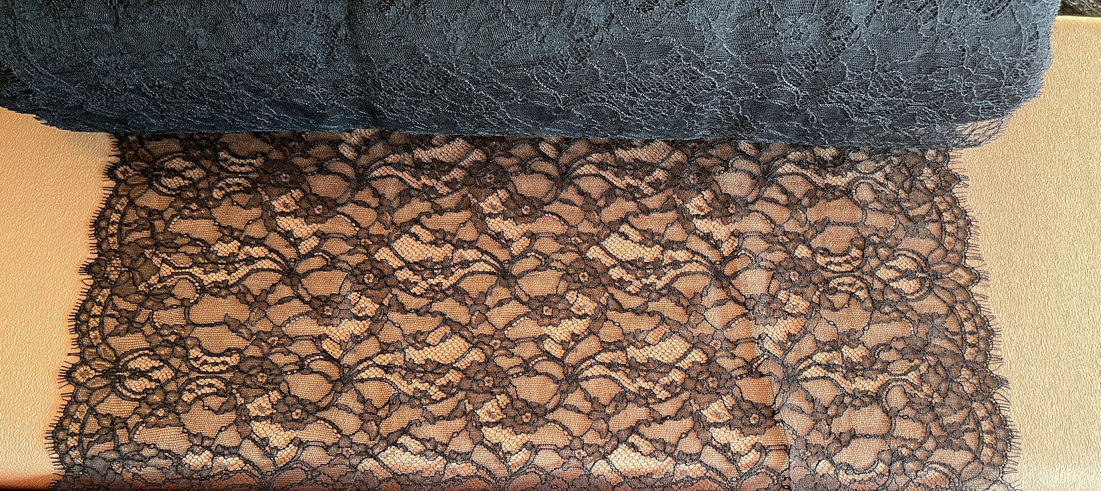 Gorgeous 26 Inches Wide Floral Eyelash Edge Black Lace. Sold by the ...