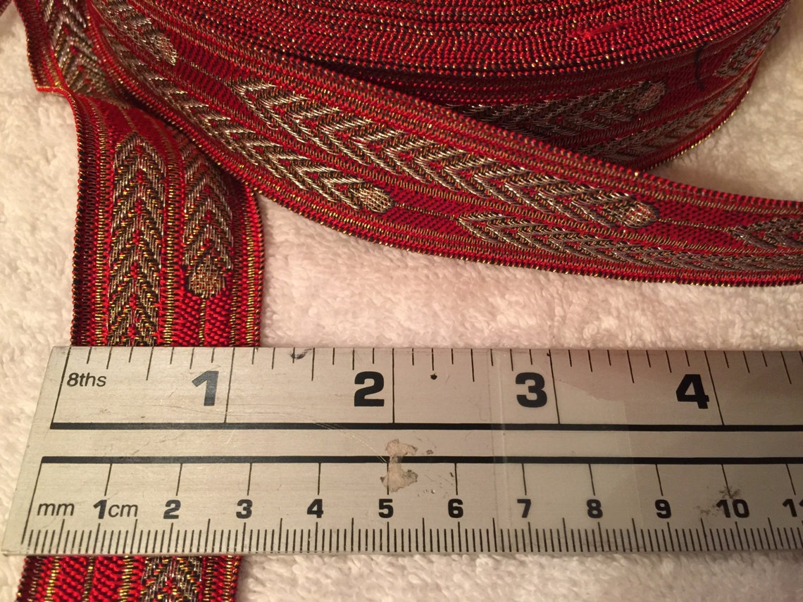 Vintage Metallic Red Gold Trim, Metallic Vintage Trim. Sold by the Yard ...