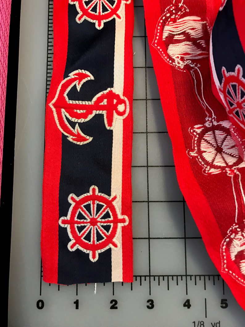 Vintage Wheels/anchors Vintage Nautical Jacquard Ribbon. Metallic ...