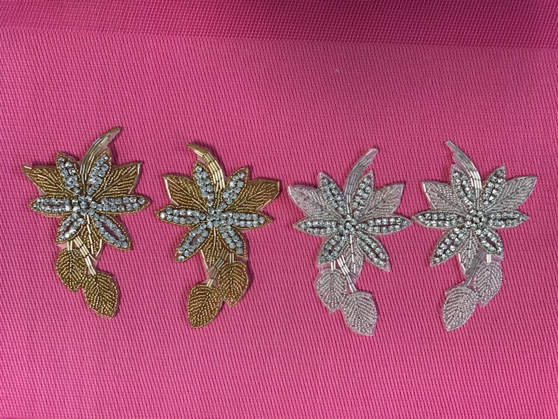 Rhinestone Appliqués Bridal Trims Trim Appliqué Beaded | Etsy