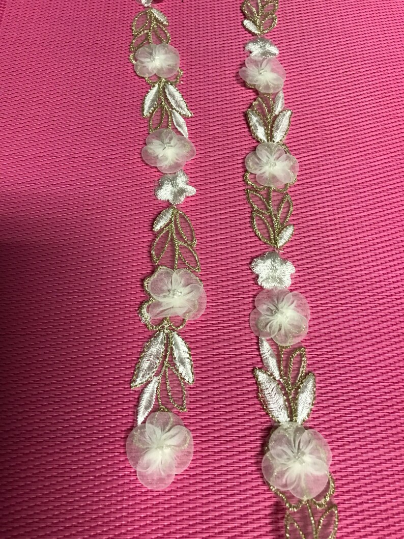 4 Yards Floral Embroidery Trim. Appliqué Trims Bridal Trims | Etsy