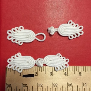 2 Pairs White Braided Cord Frog Closure Buttons. Purse Toggle, Frogs ...