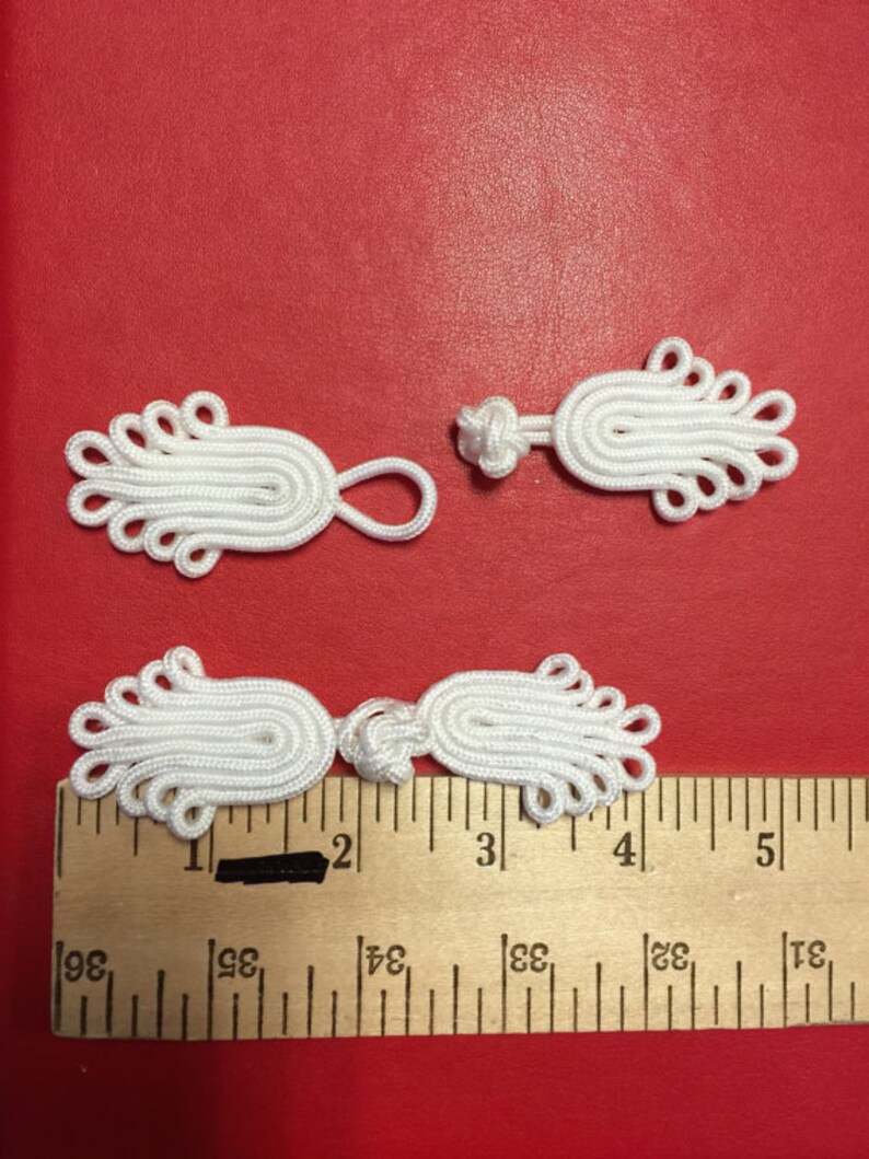2 Pairs White Braided Cord Frog Closure Buttons. Purse Toggle, Frogs ...