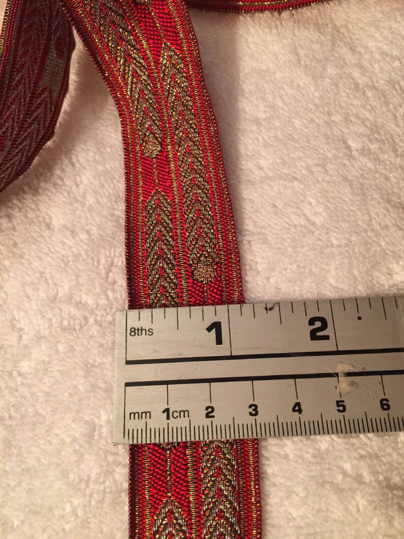 Vintage Metallic Red Gold Trim, Metallic Vintage Trim. Sold by the Yard ...