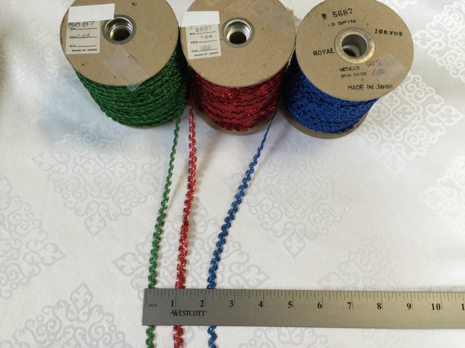 Metallic Ric Rac Ribbon, Green Zigzag Ribbon, Red Ric Rac Trim. Made in ...