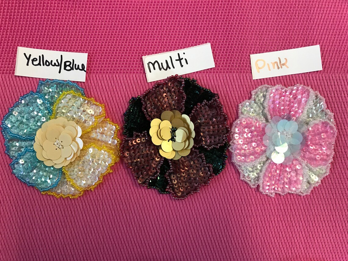 Sequin Flower Appliqué Patch, Appliqué. Sold Individually. - Etsy