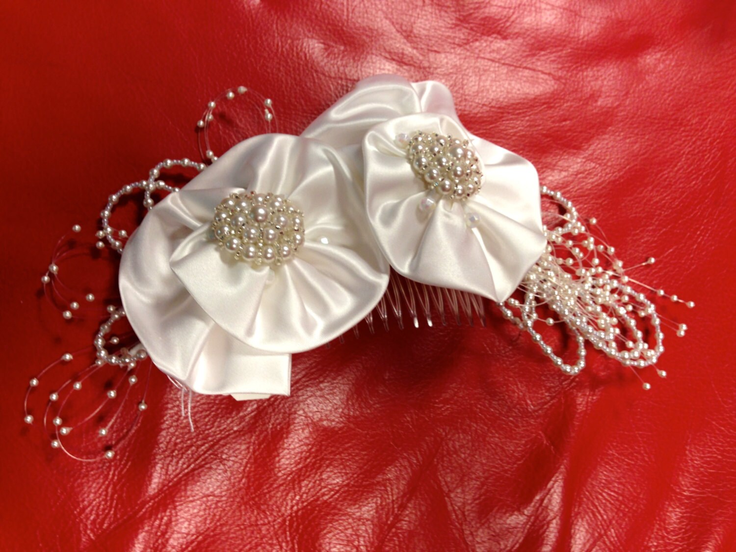 Classic Satin White Rose Hair Comb. | Etsy