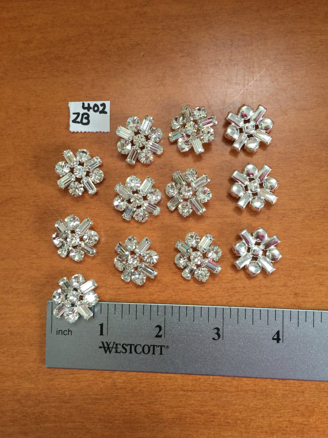 12 Vintage Czech Glass Buttons Crystal Clear Silver Metal Shank.made in ...