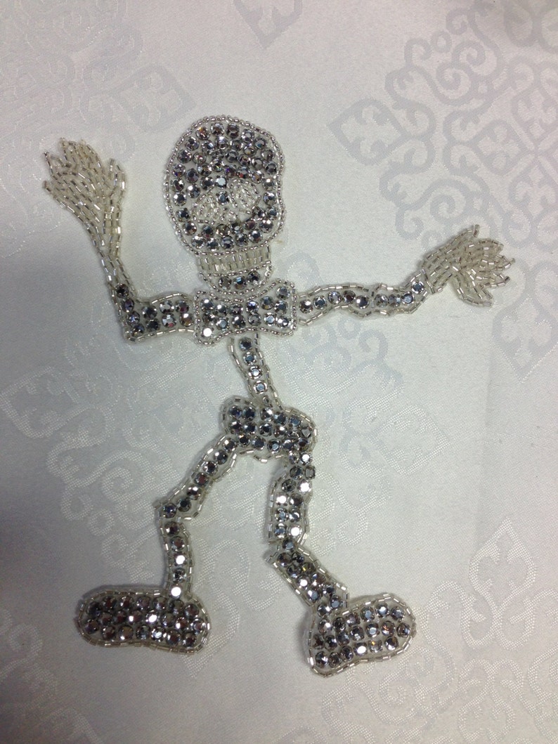 Sparkling Clear Czech Crystal Rhinestone, Skull Rhinestone Appliqué ...
