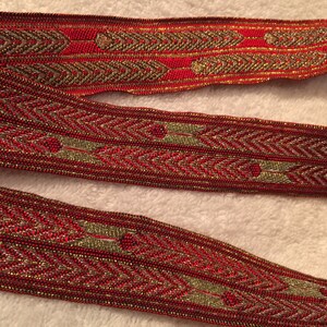 Vintage Metallic Red Gold Trim, Metallic Vintage Trim. Sold by the Yard ...