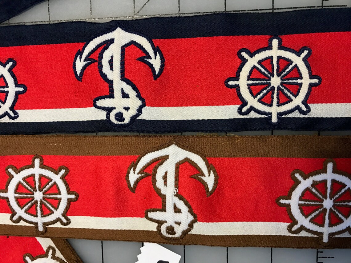 Jacquard Nautical Ribbon. Made in France. Nautical Anchor - Etsy
