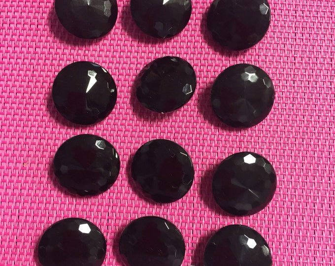 12 Vintage Black Glass Shank Buttons Faceted With Centre - Etsy