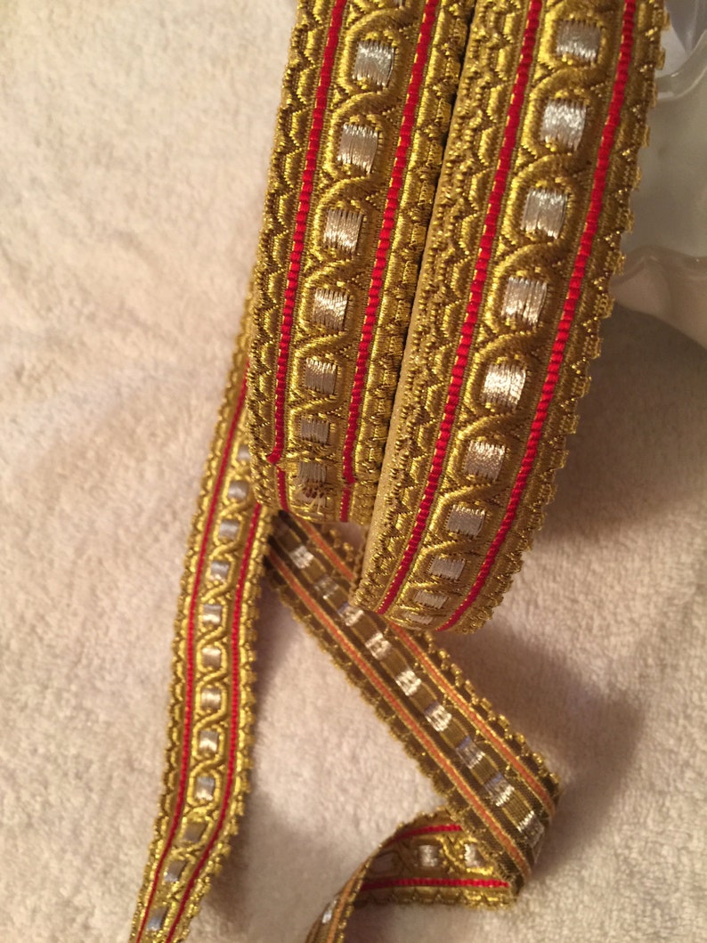 Vintage Metallic Jacquard Ribbon Sold by the Yard. Made in - Etsy