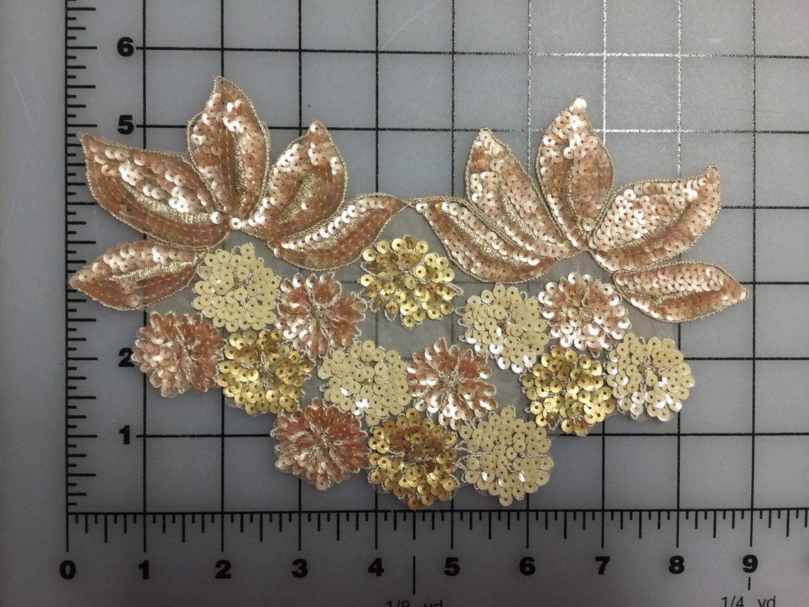 1 Sequins Floral Sequin Appliqué, Costumes Trims, DIY Supply, Appliqué ...