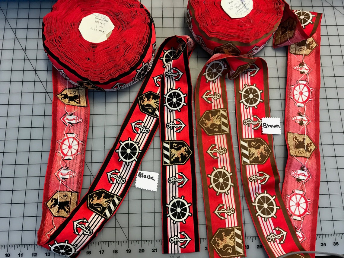 Metallic Jacquard Nautical Ribbon. Made in France. Nautical Anchor ...