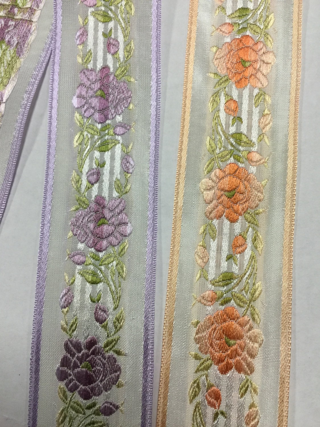 French Vintage Jacquard Floral Ribbon. Made in France. Sold by | Etsy