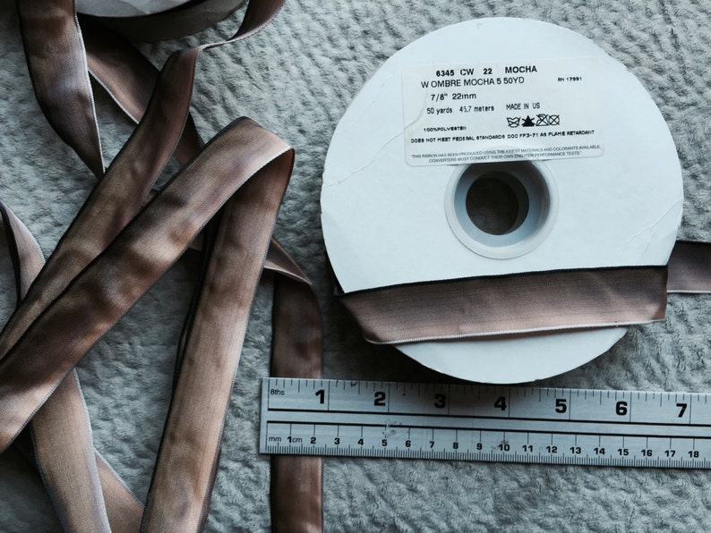 Vintage Brown Grey Ombre Ribbon, Ombre Mocha. Made in USA. Ombre ...