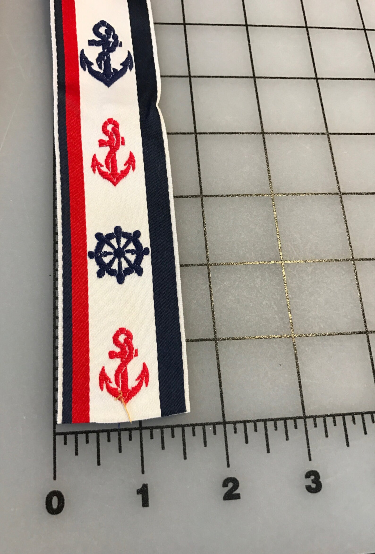 French Vintage Nautical Jacquard Ribbon.wheels/anchors Vintage | Etsy