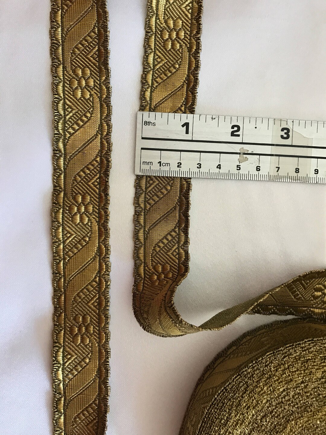 German Floral Woven Metallic Trim. Sold by the Yard. Antique Metallic ...