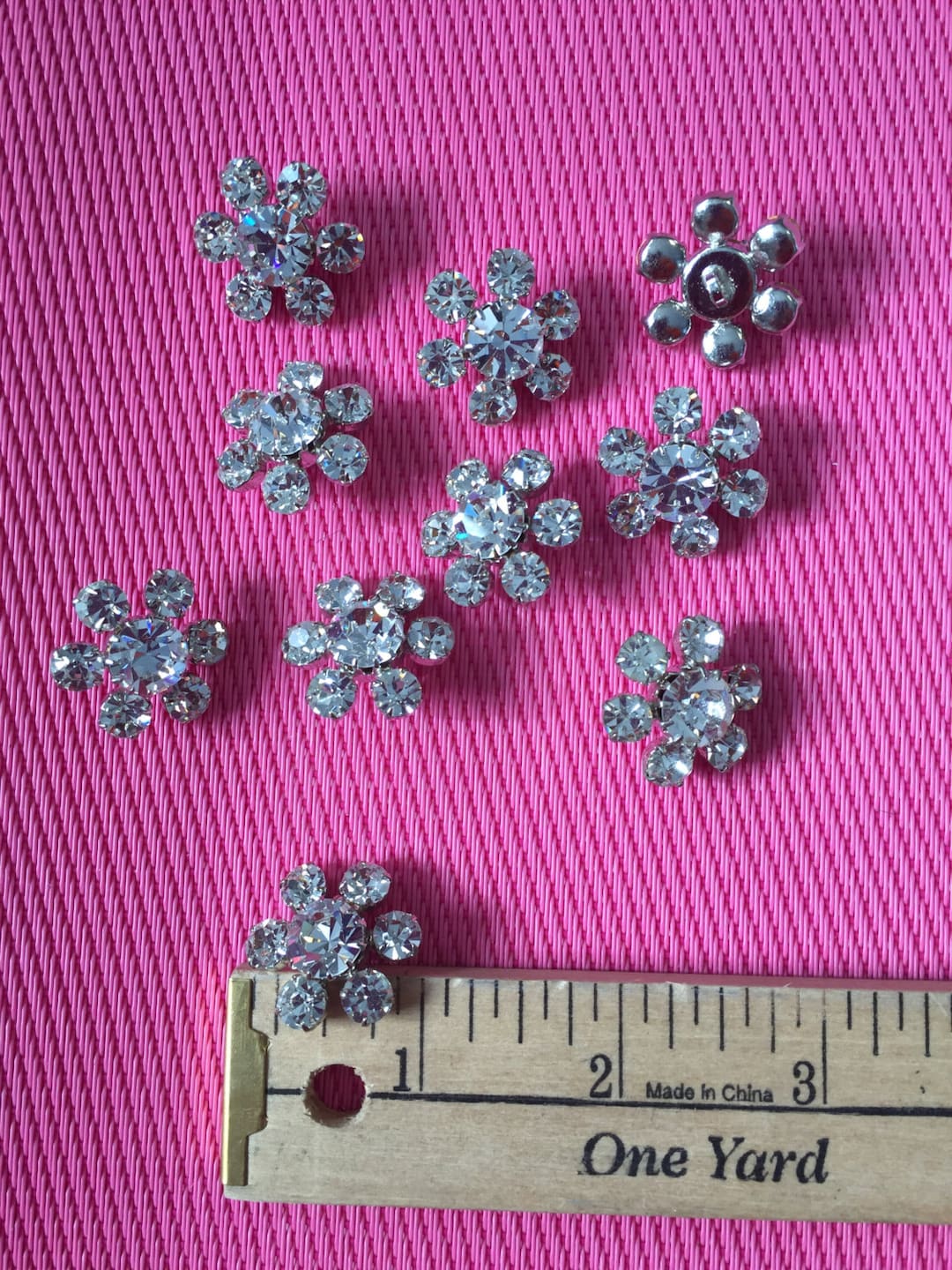 12 Czech Rhinestone Buttons. Made in Czech Republic. 1 Inch Wide.craft ...