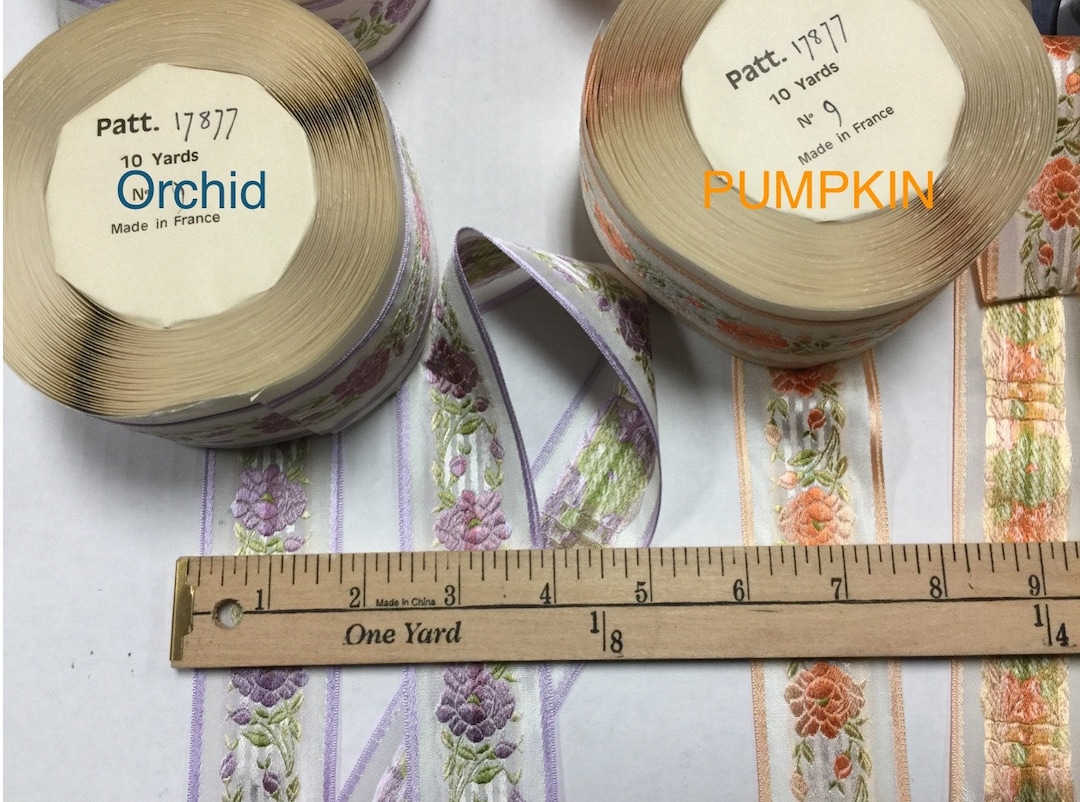 French Vintage Jacquard Floral Ribbon. Made in France. Sold by the Yard ...