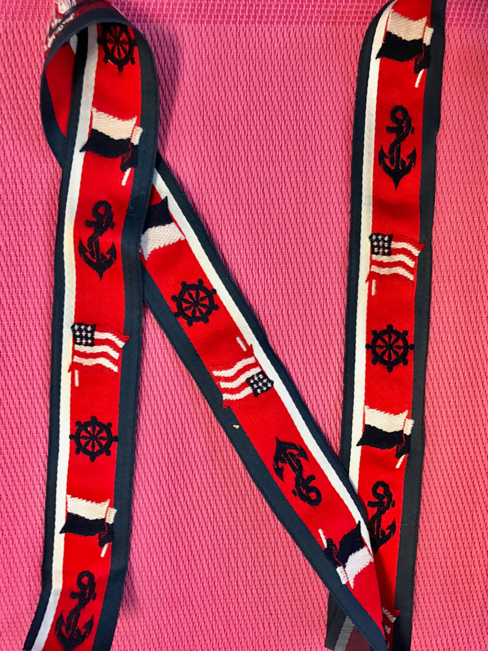 Navy Red White Wheels/anchors Flag. Sold by the Yard. - Etsy