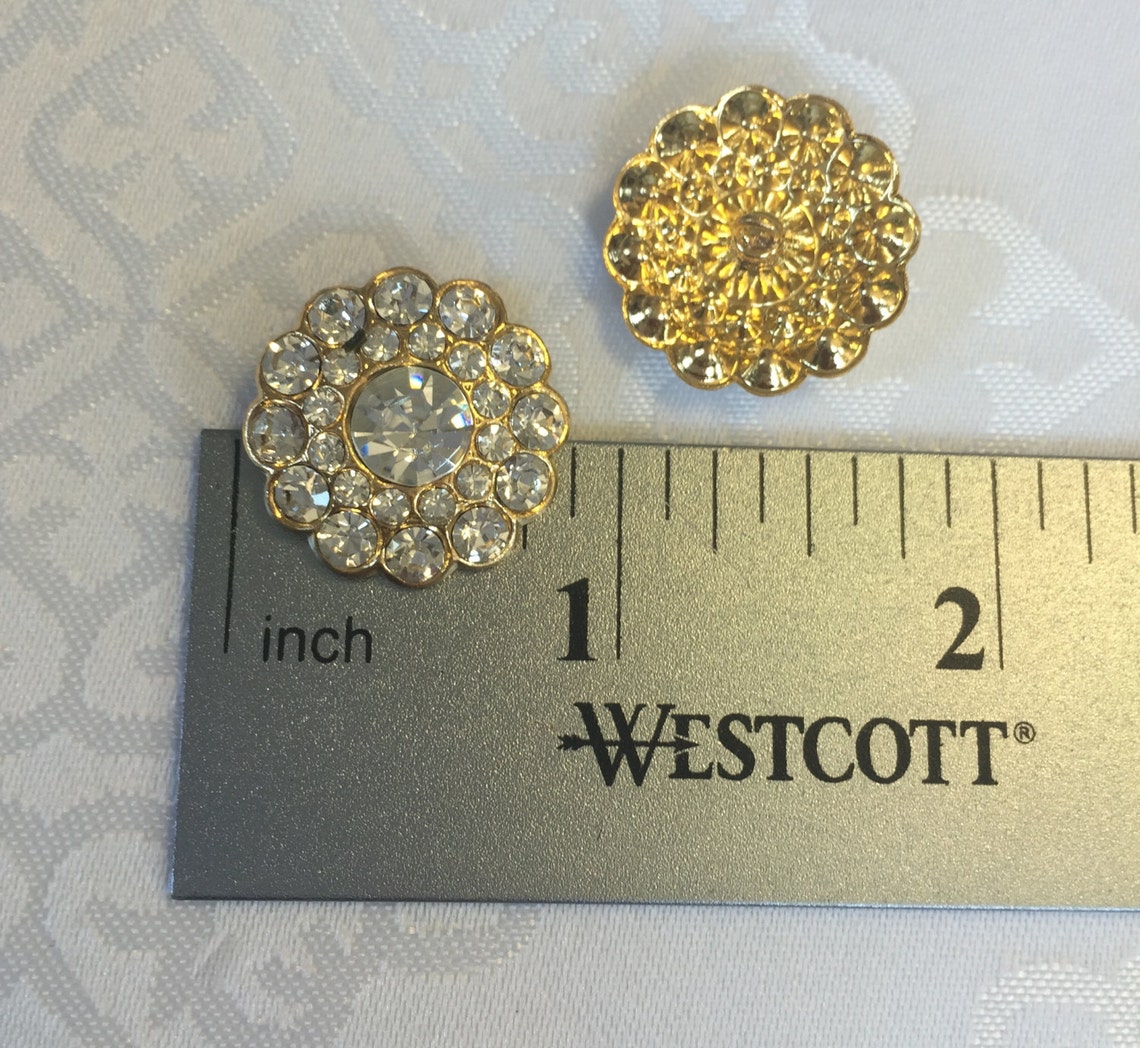 12 Vintage Colour Crystal Gold Rhinestone Buttons.Made in | Etsy