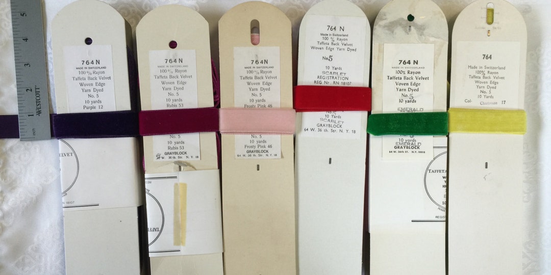 Vintage Narrow Velvet Ribbon. Made in Switzerland. Sold by 9 Yards. - Etsy