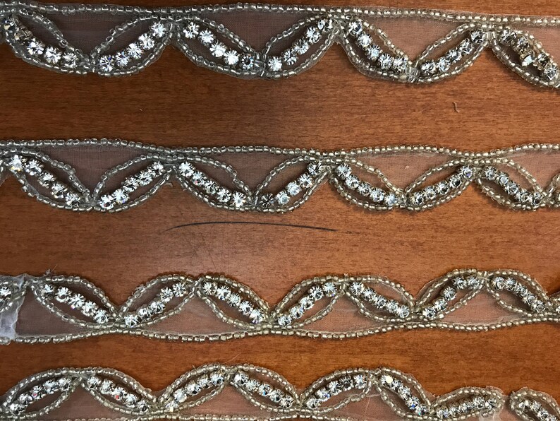 120 Inches Long Silver Rhinestone Beaded Trims. - Etsy