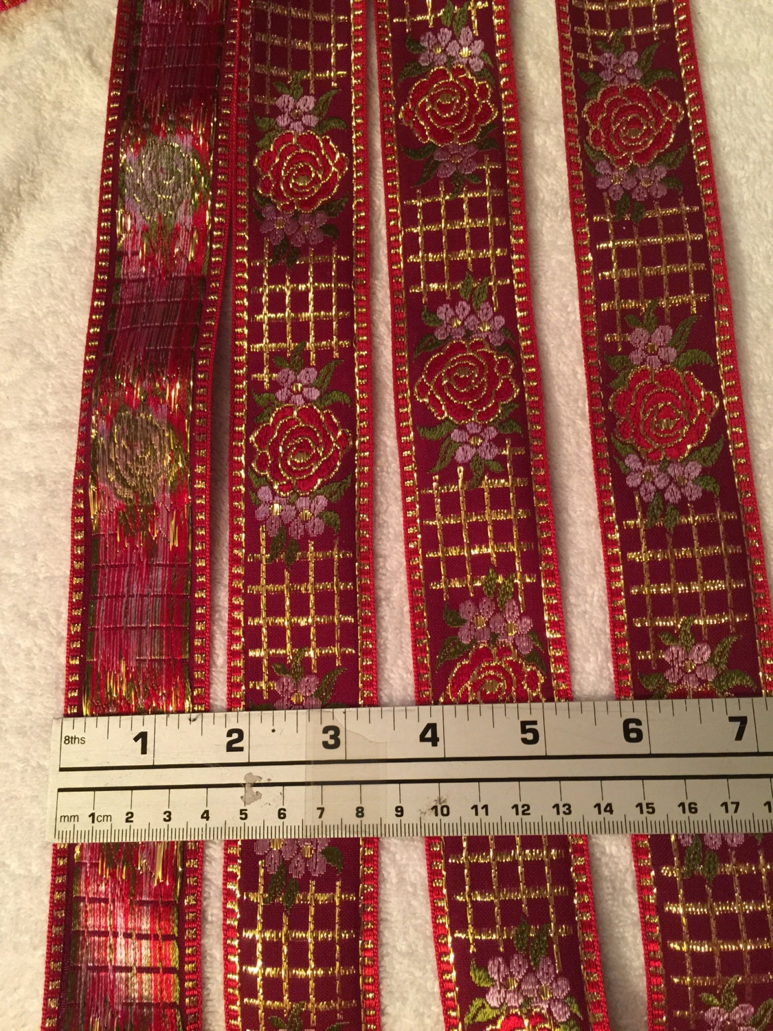 Vintage Metallic Jacquard Ribbon Sold by the Yard. Made in | Etsy