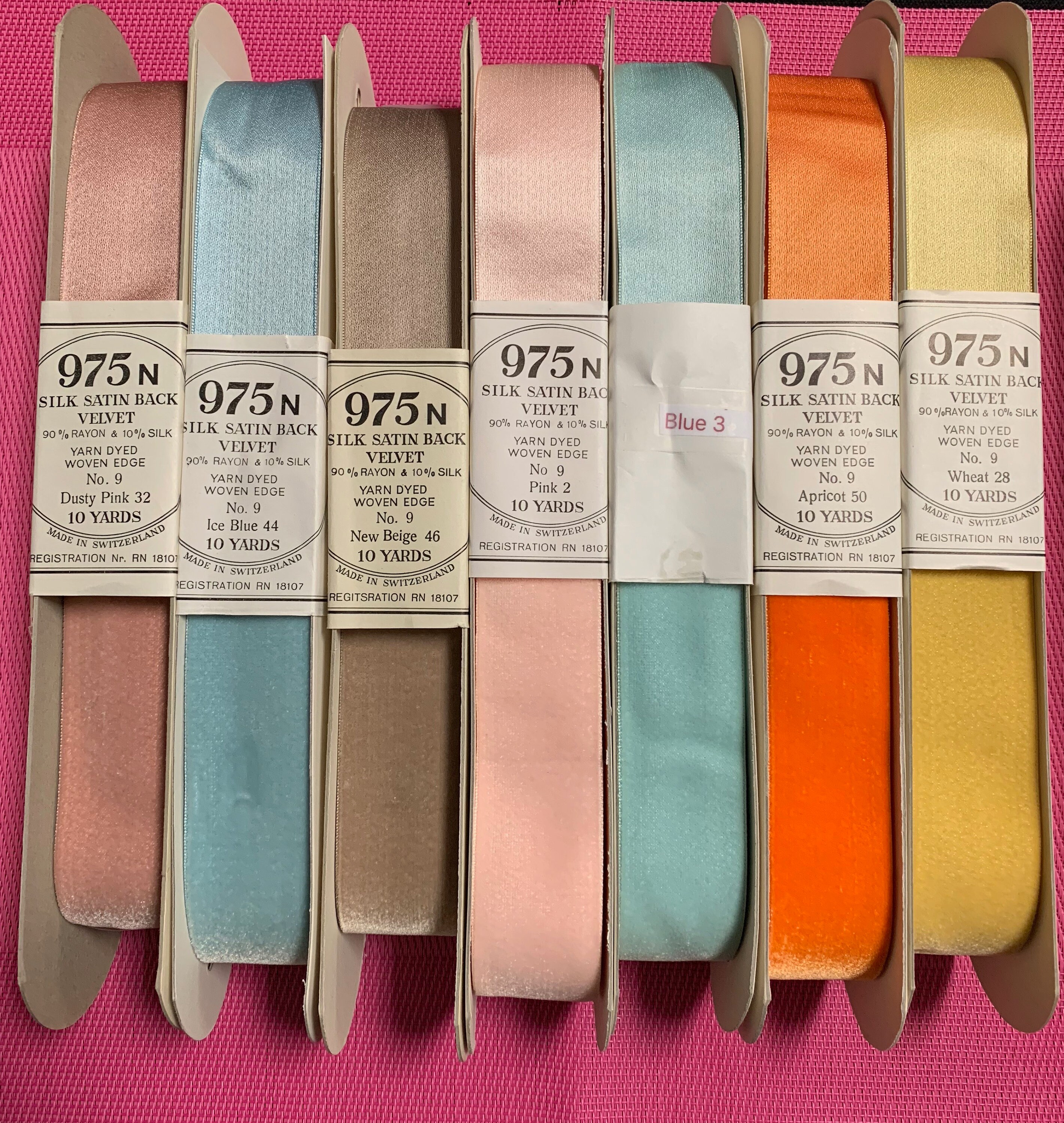 975.no.9 Ribbons, Swiss Ribbon,velvet Ribbon.made in Switzerland.silk ...