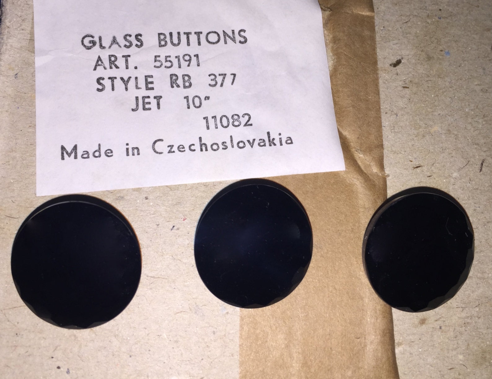 12 Vintage Black Glass Shank Buttons Faceted With Centre | Etsy