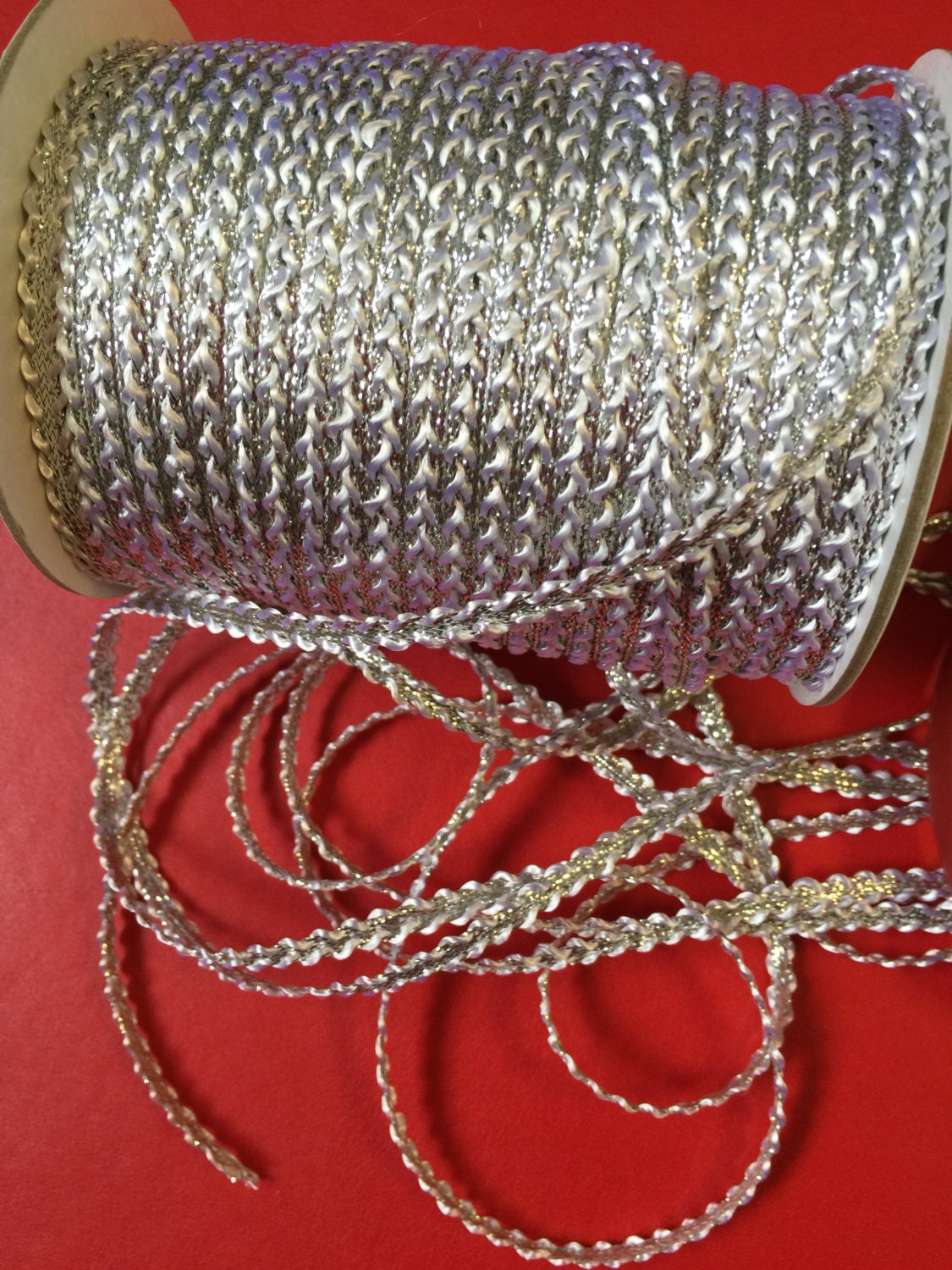 Vintage Silver Metallic Cord- 144 Yards. Made in Japan.breaded Cords ...