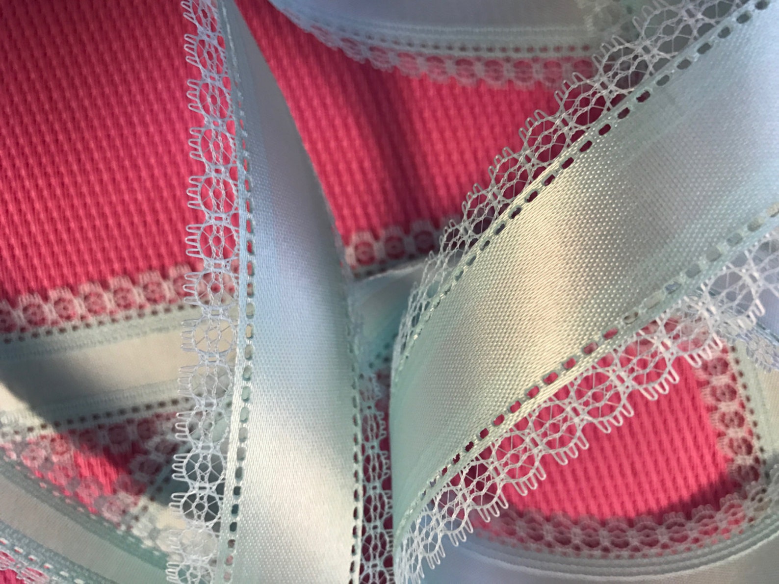 Blue Satin Lace Edge Ribbons. Sold by the Roll of 25 Yards. - Etsy