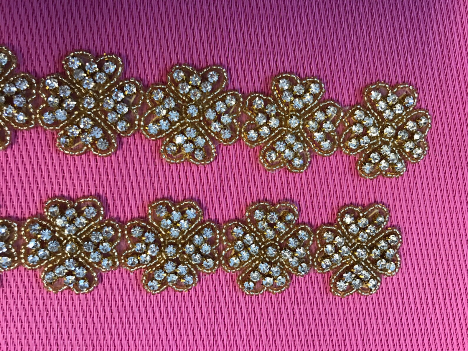 2 Piece of Long Gold Crystal Rhinestone Trim. Each Piece | Etsy