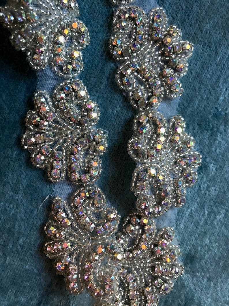 25 Inches Long Crystal AB. Rhinestone Trim. Rhinestone Motif | Etsy