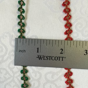 Metallic Ric Rac Ribbon, Green Zigzag Ribbon, Red Ric Rac Trim. Made in ...