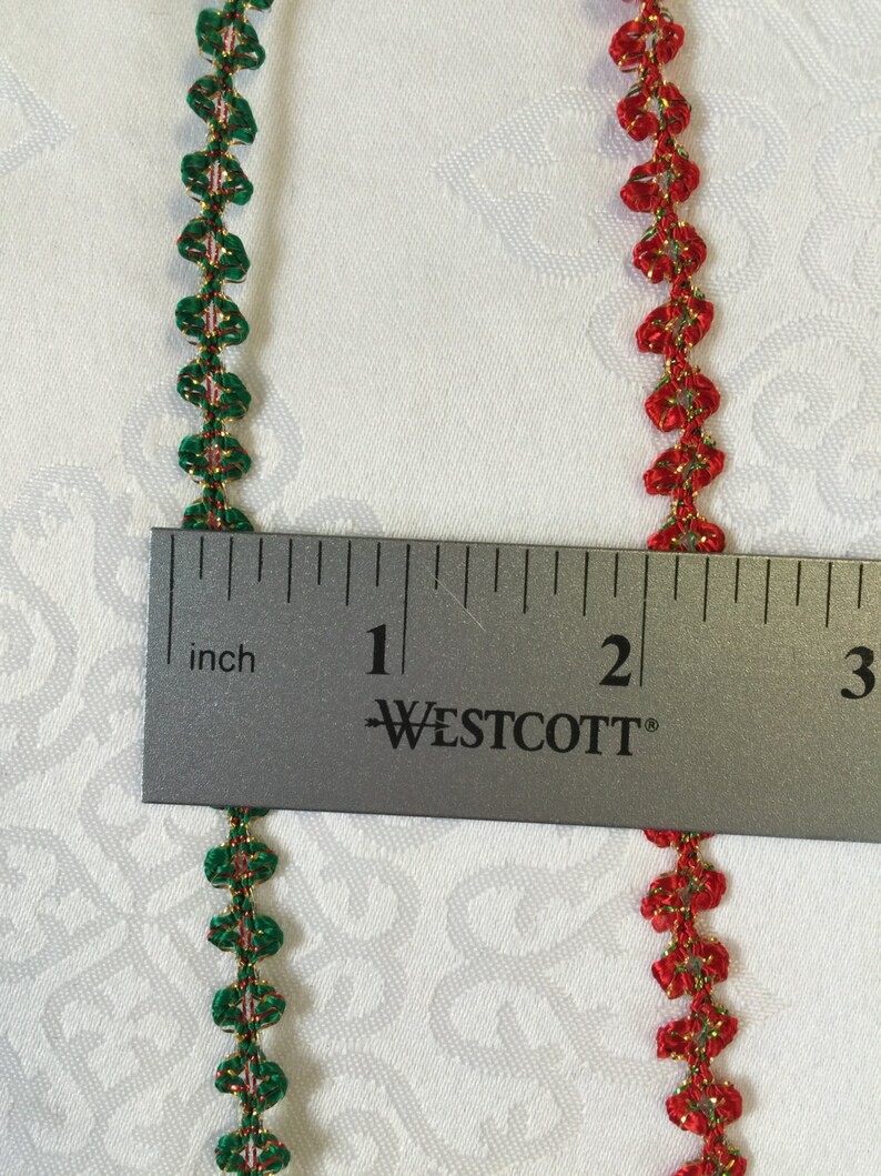 Metallic Ric Rac Ribbon, Green Zigzag Ribbon, Red Ric Rac Trim. Made in ...