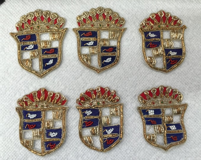 Vintage Heraldic Shield Design Metallic Thread Hand Made - Etsy
