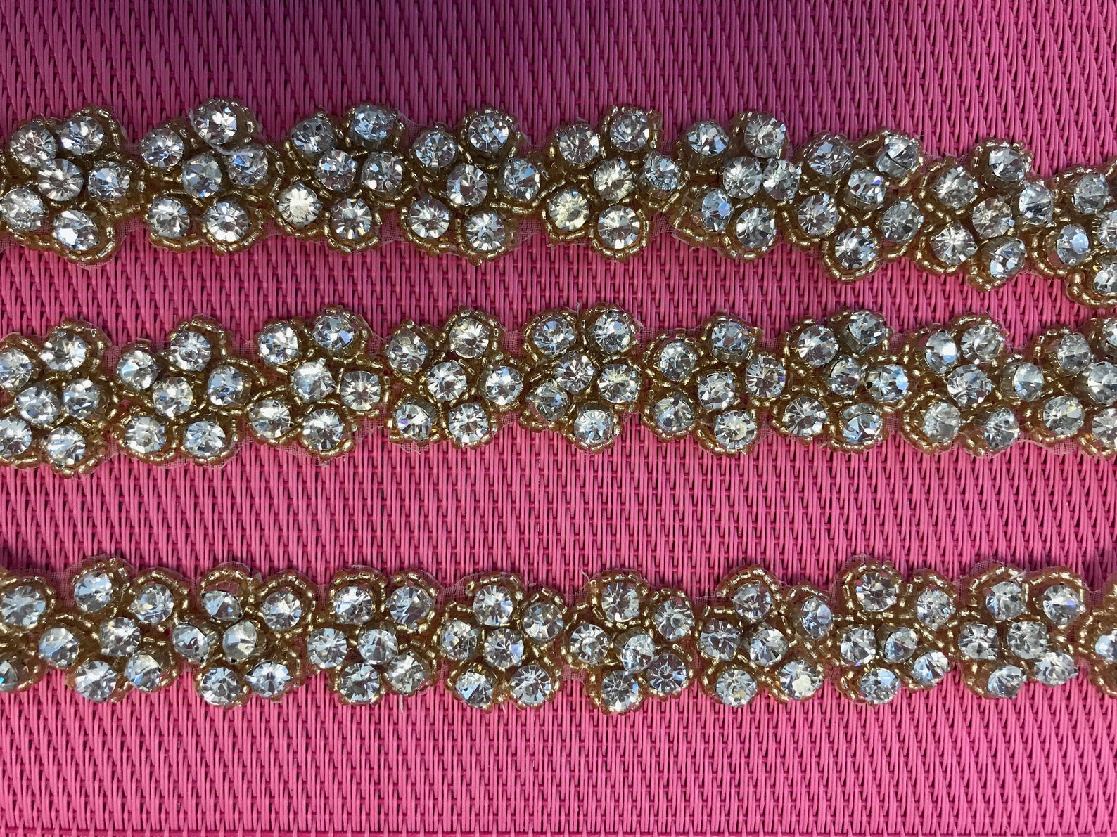 35 Inches Long Gold Rhinestone Beaded Trims. | Etsy