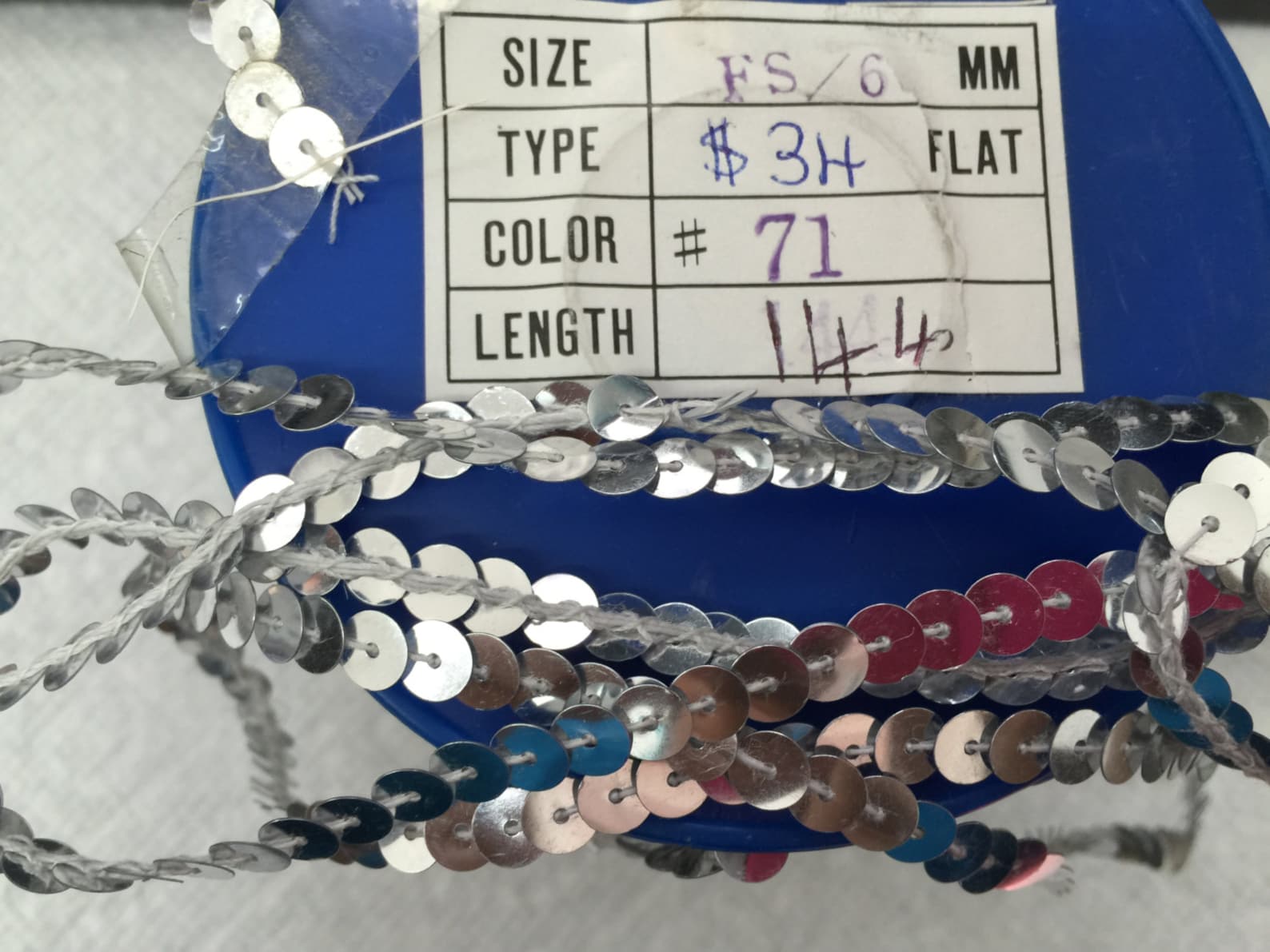 144 Yards of Flat Sequins on Roll. Silver Sequin Roll Silver Sequin ...