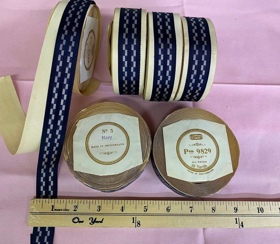 10 Yards of Vintage Rayon Ribbon. Made in Switzerland.vintage Jacquard ...