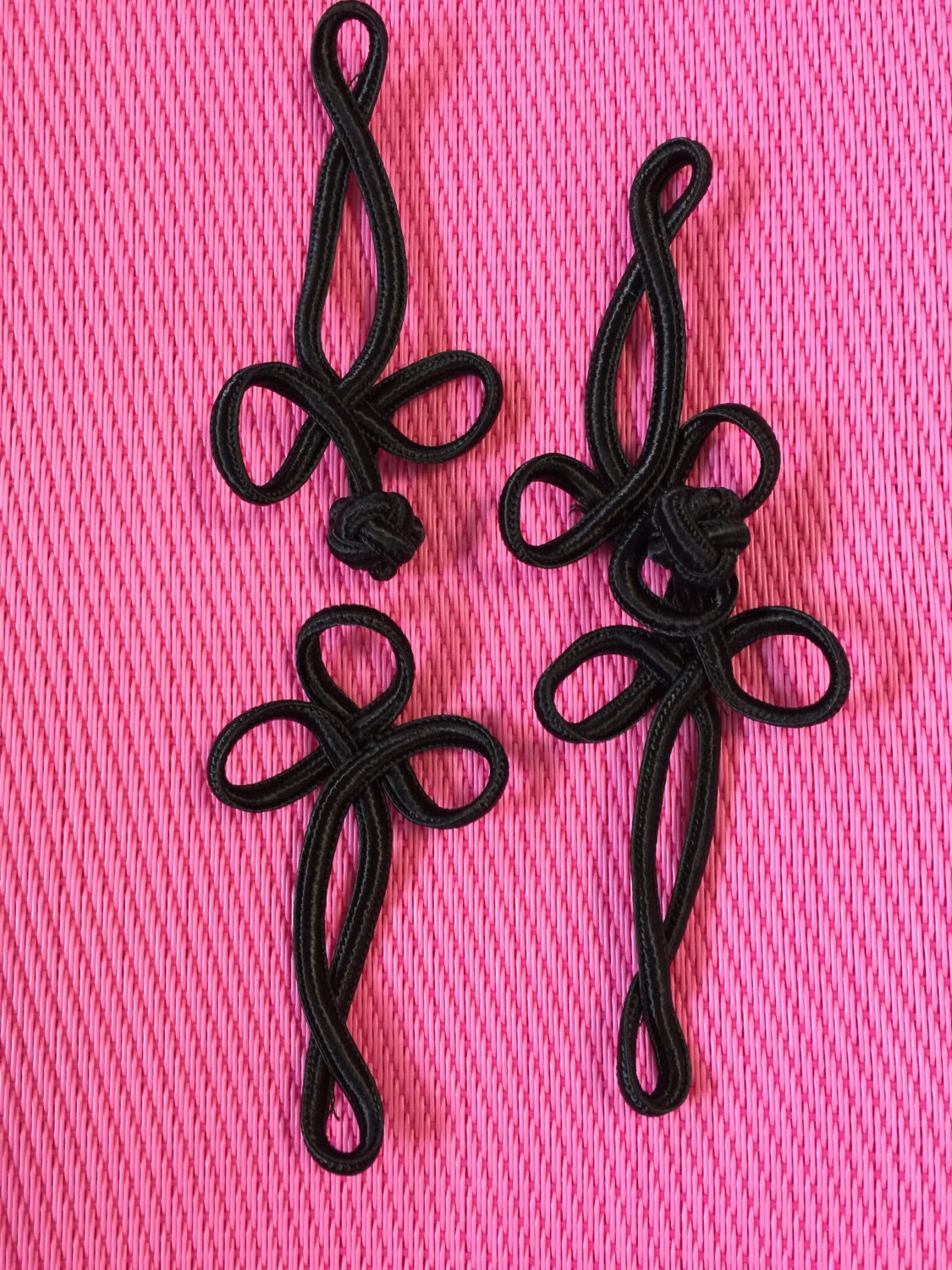 2 Pairs Black Braided Cord Frog Closure Buttons. - Etsy