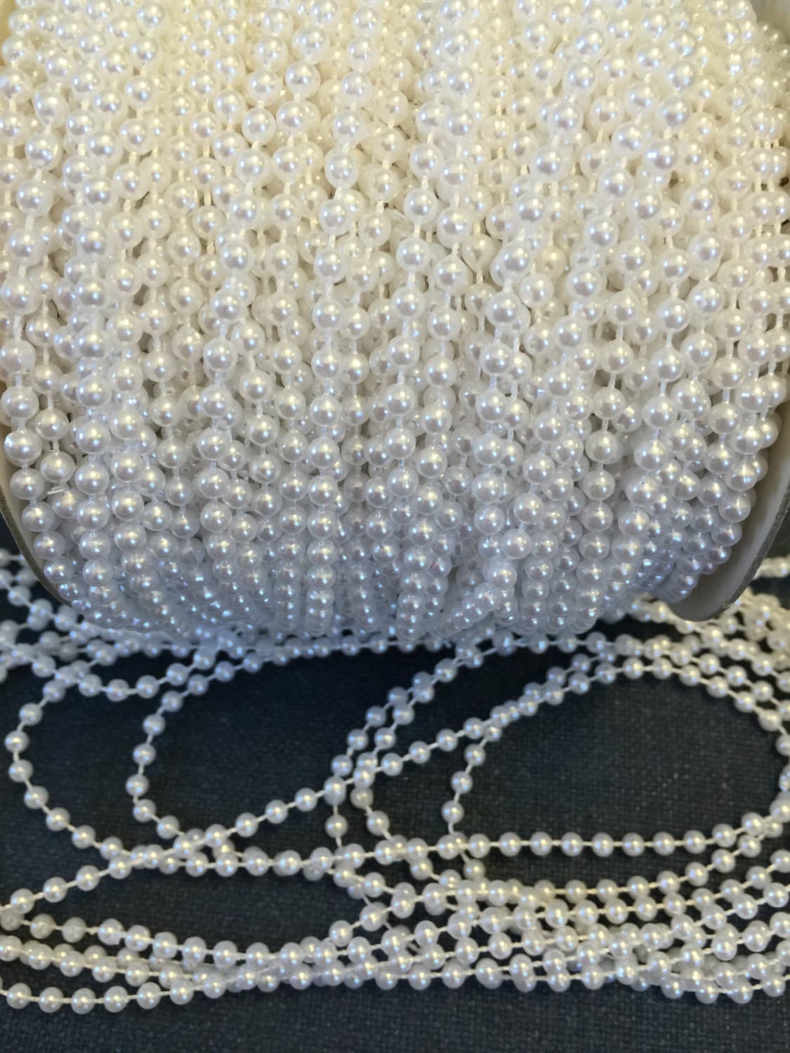 72 Yards of Vintage Faux Pearl Beads on Spool White Pearl | Etsy