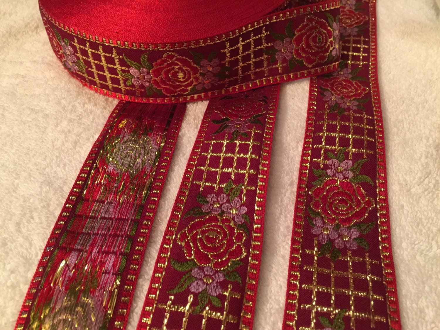 Vintage Metallic Jacquard Ribbon Sold by the Yard. Made in - Etsy