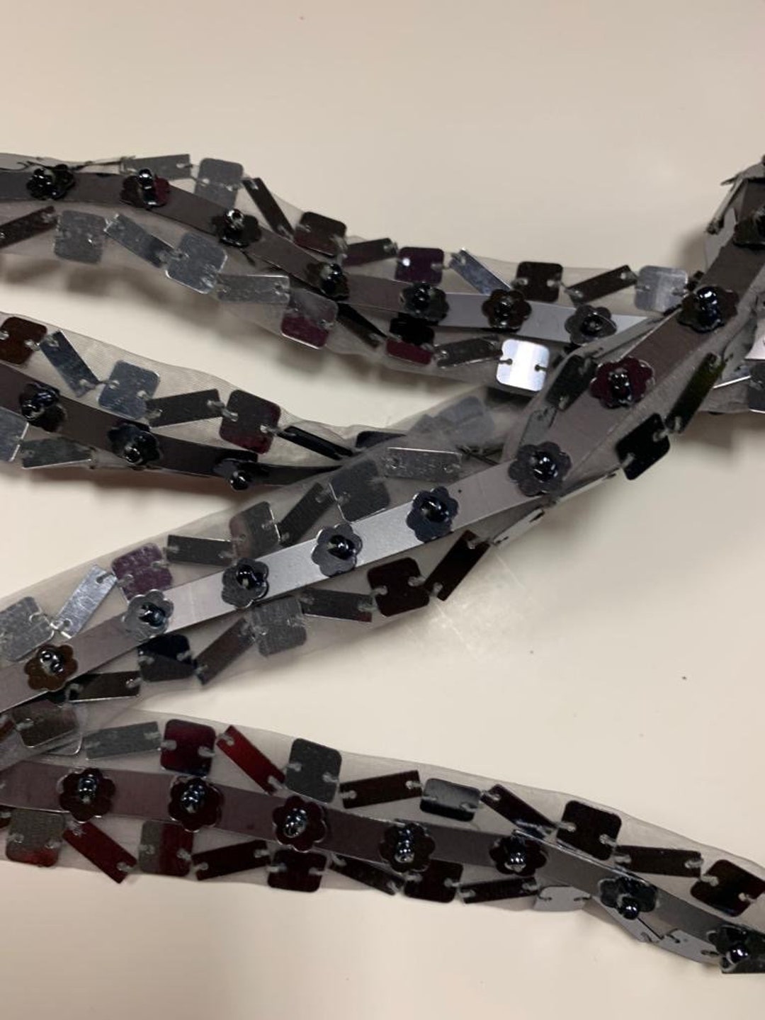 2 Yards of Beautiful Gum Metal Trim. Beaded Sequins Trims. - Etsy